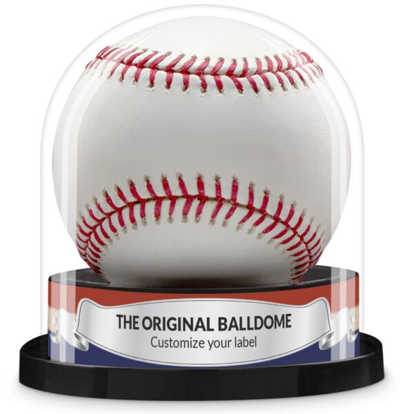 The Original Balldome - Premium Baseball Display Case with Custom Label